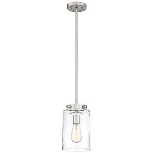 Home Decorators Collection 1-Light Brushed Nickel Mini Pendant with Clear Glass Shade