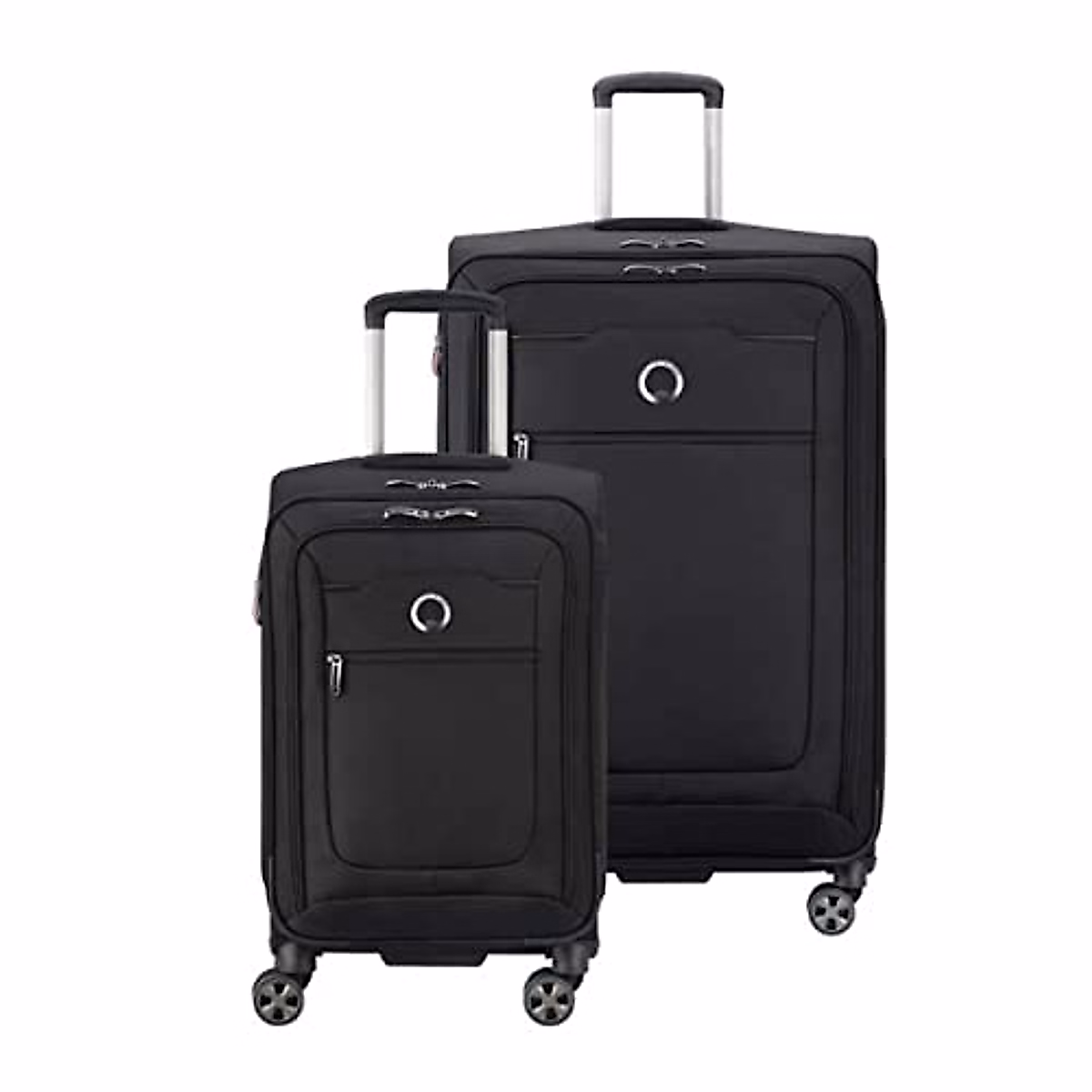 DELSEY Paris Softside Expandable Luggage with Spinner Wheels, Black. Large and Carry-On.