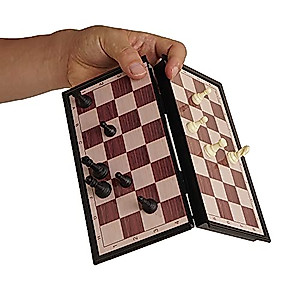 MUKAYIMO Mini Chess Board, 7.08" x 7.08" Folding Chess Set with Magnetic Pieces, Travel Chess Set, Board Game for Kids and Family. (Small Size)