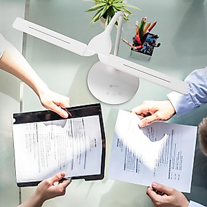 OttLite Pivot LED Desk Lamp, Dual Shade Desk - 3 Color Temperature Modes, Auto Shut-Off Timer, Adjustable Neck & Touch Activated Controls - Crafting, Sewing, & Studying