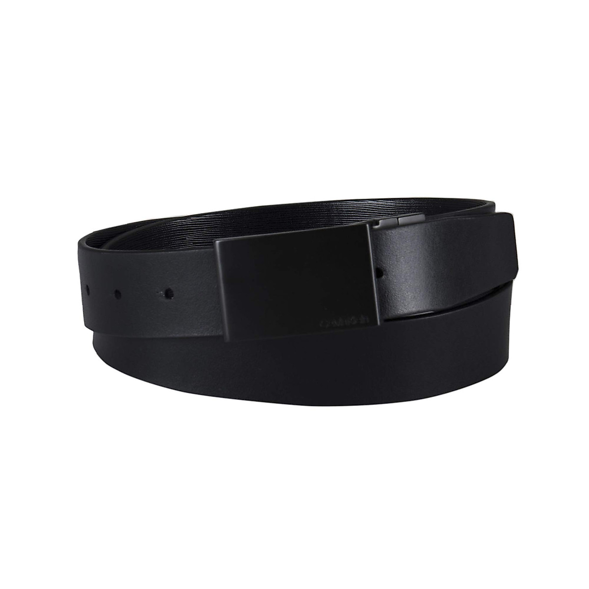 Calvin Klein Men's Reversible Dress Belt with Plaque Buckle, Black/Black, X-Large (42-44)