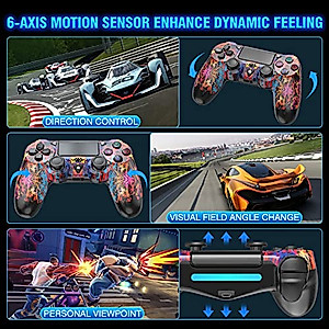 Akvwj 【Upgraded】 Wireless PS4 Remote Controller Compatible with Playstation 4/Slim/Pro with Dual Vibration/6-Axis Motion Sensor/Audio Replacement for PS4 Controller