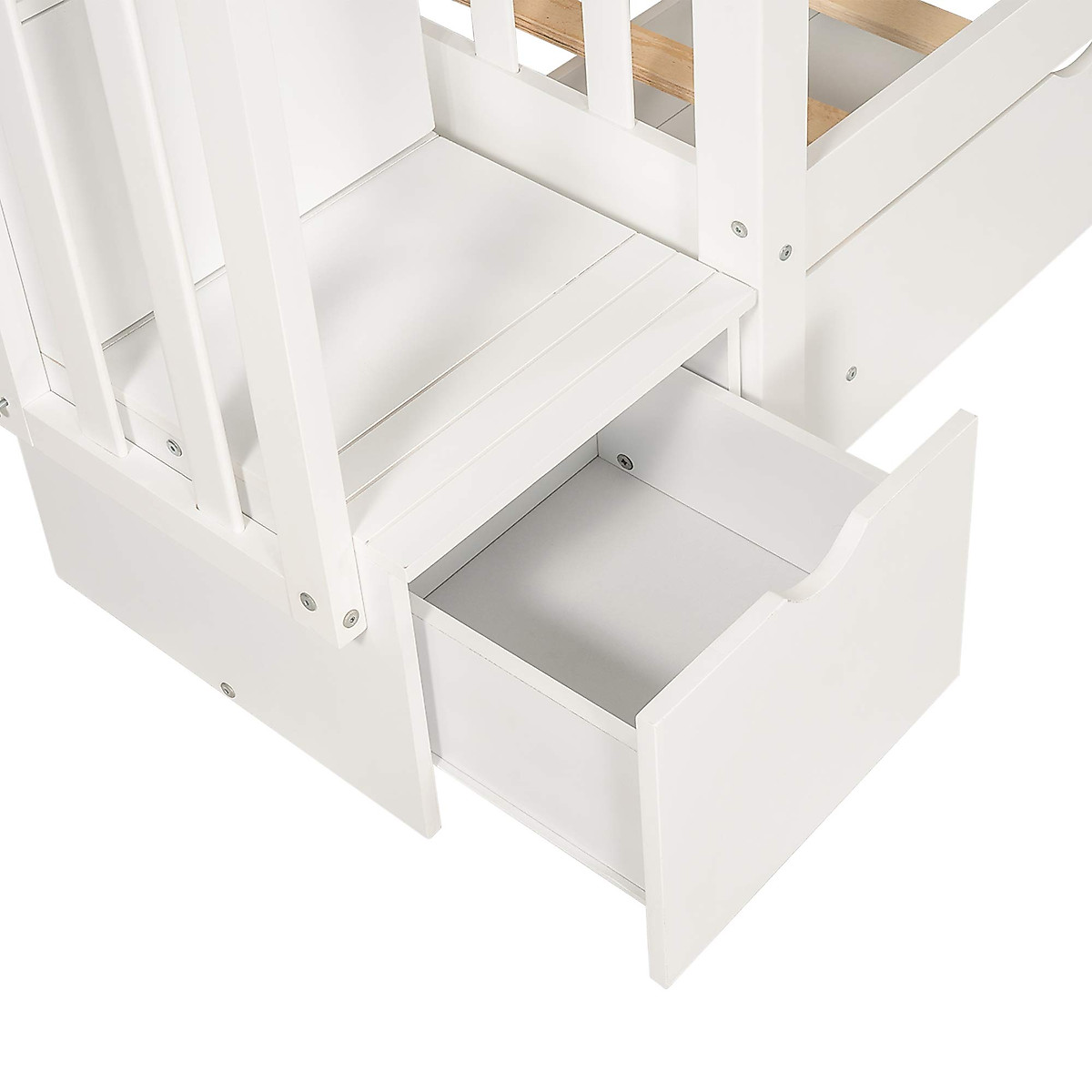 FANYHOME Full Over Full Bunk Bed with 6 Storage Drawers, Wooden Full Bunk Beds with Stairway and Shelves, Detachable Bunk Bed for Kids, Teens, Adults Boys & Girls (New, White)