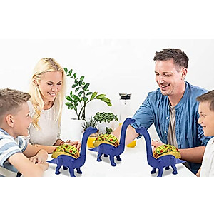 Vezna Home Goods Dinosaur Taco Holder Kids Taco Stand, Holds 2 Shells for Fun Taco Tuesday Party, Blue Jurassic Brontosaurus Dino Plate