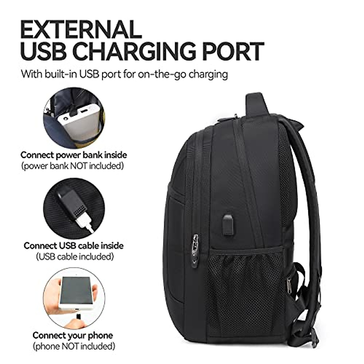 BOUYOTA Business Backpack, Travel Laptop Backpack, Travel Laptop Backpack 15.6 Inch with USB Charging Port, Anti Theft Business Laptop Backpack, Travel Laptop Backpack Professional, Laptop Backpack