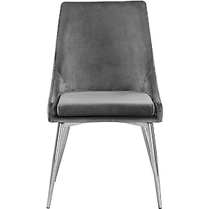 Meridian Furniture Karina Collection Modern | Contemporary Velvet Upholstered Dining Chair with Sturdy Metal Legs, Set of 2, 19.5" W x 21.5" D x 33.5" H, Grey
