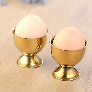 Cabilock 6pcs Egg Cup Egg Tray Stainless Steel Boiled Egg Cups Holder Stand Serving Cup for Egg Dishwasher Safe Gold
