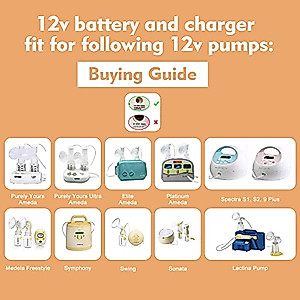 Smarkey 12v Portable Breast Pump Battery and Charger for S1 S2 Medela Pump-in-Style and Lactina Hygeia EnJoye (Easy for Outdoor and Travelling)