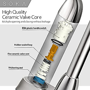 SOKA Centerset Bathroom Sink Faucet Two Handles High Arc 4" Lavatory Bath With Deck Plate & Pop-Up Drain Fit 3 Hole Installation, Brushed Nickel (SK18001NY)