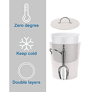 3Qt White Galvanized Ice Bucket with Lid, Scoop & Handles - Ideal for Cocktails, Parties, BBQs, Wine & Champagne. Double-Layer Insulated Outer & Galvanized Inner Layer, Perfect for Home & Outdoor Use
