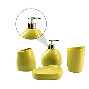 Beavorty Bathroom Accessories Set 4Pcs Acrylic Soap Dish Toothbrush Holder Tumbler Lotion Shampoo Dispenser for Farmhouse Bathroom Decor Green