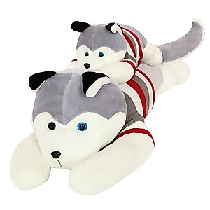pangcangshu Giant Dog Plush Toy Soft Stuffed Husky Long Pillow Cartoon Animal Doll Sleeping Pillow Cushion Home Decor Kids Easter, Thanksgiving, Christmas, New Year's Gifts (Husky,60cm/23.6 inch)