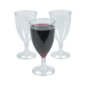 Fun Express Plastic Wine Glasses (25 disposable cups) Bulk Party Supplies and Drinkware