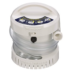 Attwood 4140-4 WaterBuster® Portable Pump, Submersible, Battery Powered, 200 GPH, 42-Inch Hose, 5 ¼-Inch Diameter