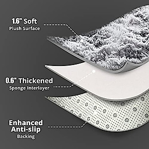 ROCYJULIN Area Rugs 5x7 for Bedroom, Thickened Fluffy 5x7 Area Rugs for Living Room, Ultra Soft Non-Slip Large Shag Fuzzy Rug for Nursery, Kids, Girls, Boys, Silver Grey