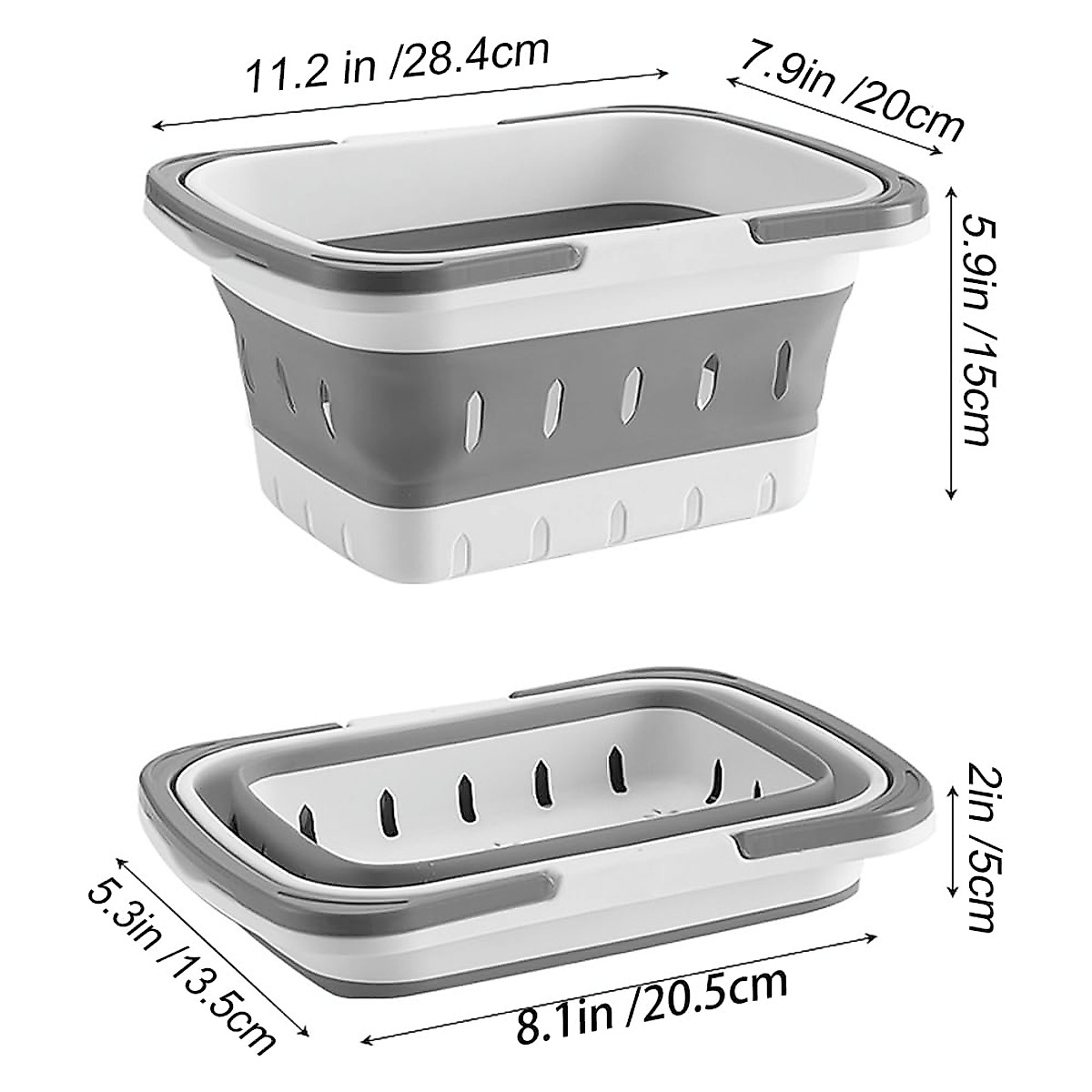 MINDFARGE Portable Folding Plastic Bath Caddy with Handle, Perforated, Travel Bathroom Organizer for Bedroom, Bathroom, Shower, Dorm Room, Camping and RV Use (Grey, 1 pack)