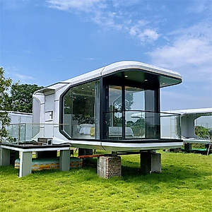 Outdoor Luxury Home with Thickened Steel Frame, Aluminum Exterior Panels, Sliding Door, Smart Toilet, Water Heater, Shower (28m²)