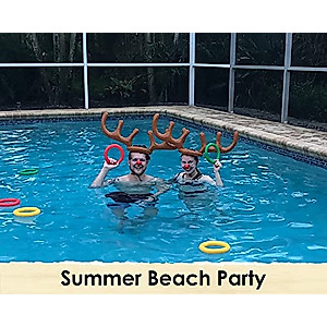 DS. DISTINCTIVE STYLE Inflatable Reindeer Antler Christmas Party Game Hat Antler Ring Toss Game for Xmas Holiday Party Supplies Favors (2 Antlers 12 Rings)