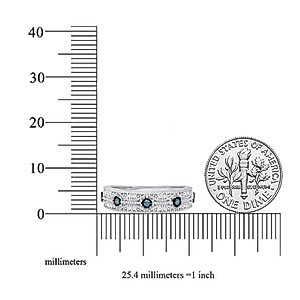 Dazzlingrock Collection 0.15 Carat (ctw) Sterling Silver Round Blue & White Diamond Ladies Vintage Wedding Band, Size 4