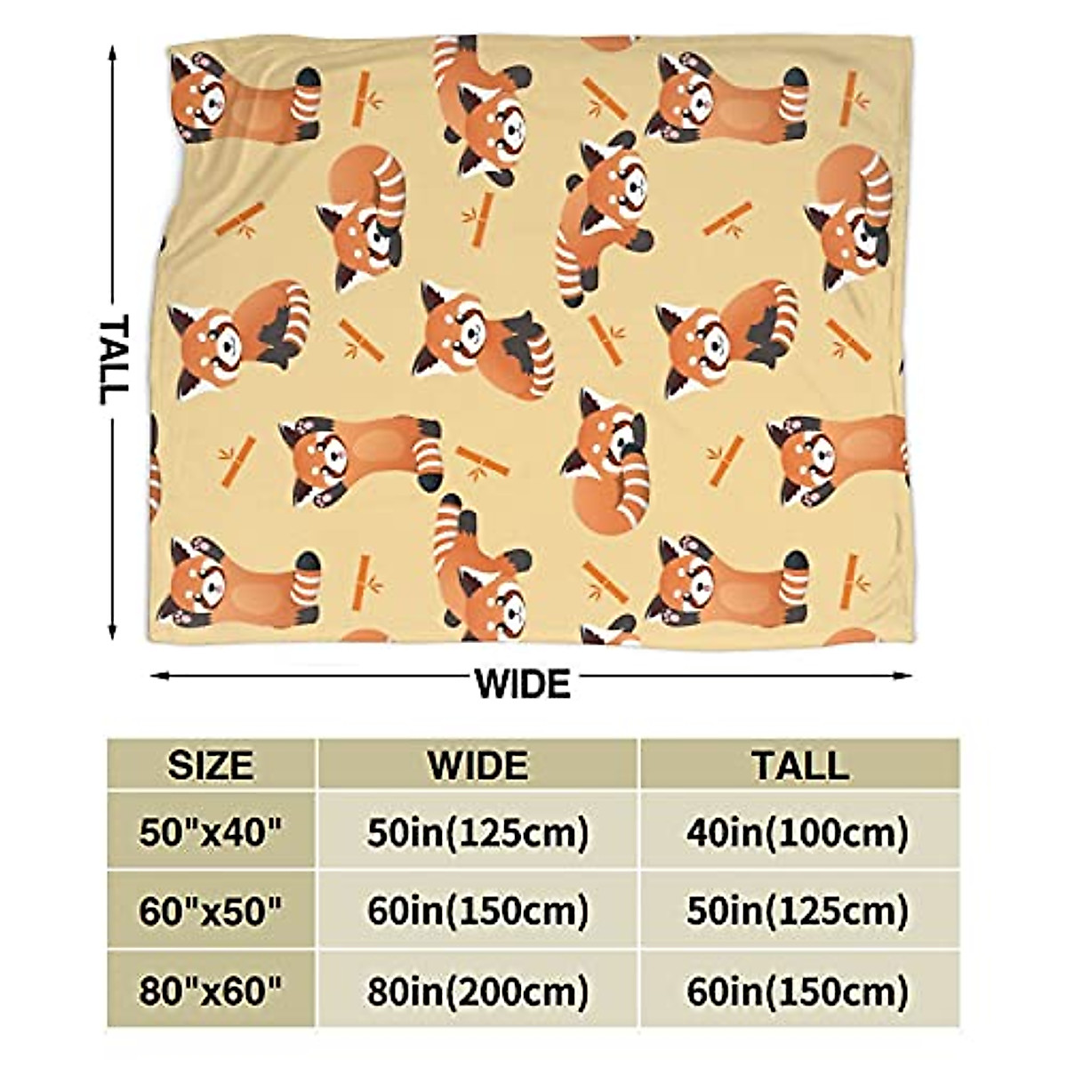 PAVQWEJ Flannel Fleece Throw Blanket,Cute Red Panda and Bamboo Home Decor Perfect for Bed and Sofa Blankets with Pillowcase Cover（18"x 18"） for All Season Microfiber Durable Couch Blankets（50"x 40"）