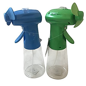 Misting Fan Spray Bottles Personal Cooling Water Spray Mist Battery Powered Handheld Fans Set Portable for Spring Break Travel or Vacation, Set of 2