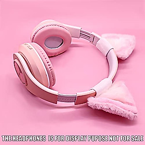 Cute Cat Ears Headphone Attachment,Adjustable Design Fit for Logitech G PRO HypreX Cloud/Cloud Flight Headphones and More,Cosplay Kitten Ears,(Headphones not Included),Pink & White