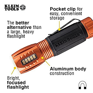 Klein Tools 56028 LED Flashlight and Work Light, Durable, Waterproof, Compact, Hands-free Magnetic End, Runs to 12 Hours, for Work and Outdoor