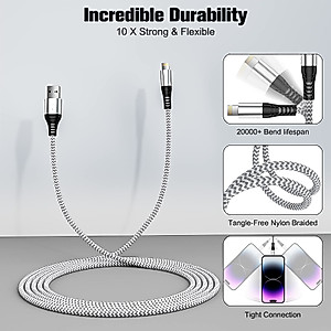 MFi Certified iPhone Charger, 3 Pack 6FT USB Lightning Charging Cable Nylon Braided iPhone Charger Cord Compatible with iPhone 14/13/12/11 Pro Max/XS MAX/8/7/Plus/iPad(6 Feet)