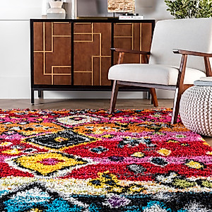 nuLOOM Alane Moroccan Tassel Shaggy Area Rug, 8x10, Multi