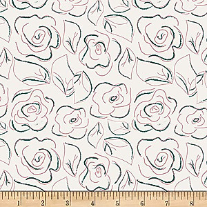 Art Gallery Fabrics Art Gallery Chalk & Paint LetÂ’s Chalk Outlines Jersey Knit, White