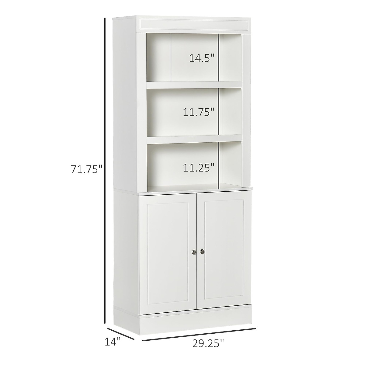 HOMCOM 72" Kitchen Buffet with Hutch, Kitchen Pantry Cupboard with 2 Door Cabinet, and 2 Adjustable Shelves, White
