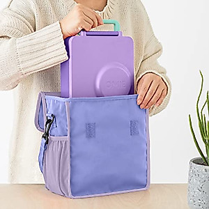 OmieBox Lunch Bag - Washable, Foldable, Durable, WaterResistant Fabric with Interior Pocket and External Bottle Holder.