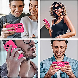 MYY Magnetic for iPhone 13 Pro Max Case,Silicone Shockproof Phone Case[MagSafe-Compatible] Soft Anti-Scratch Microfiber Lining Full Camera Lens Protection Cover 6.7'' (Hot Pink)