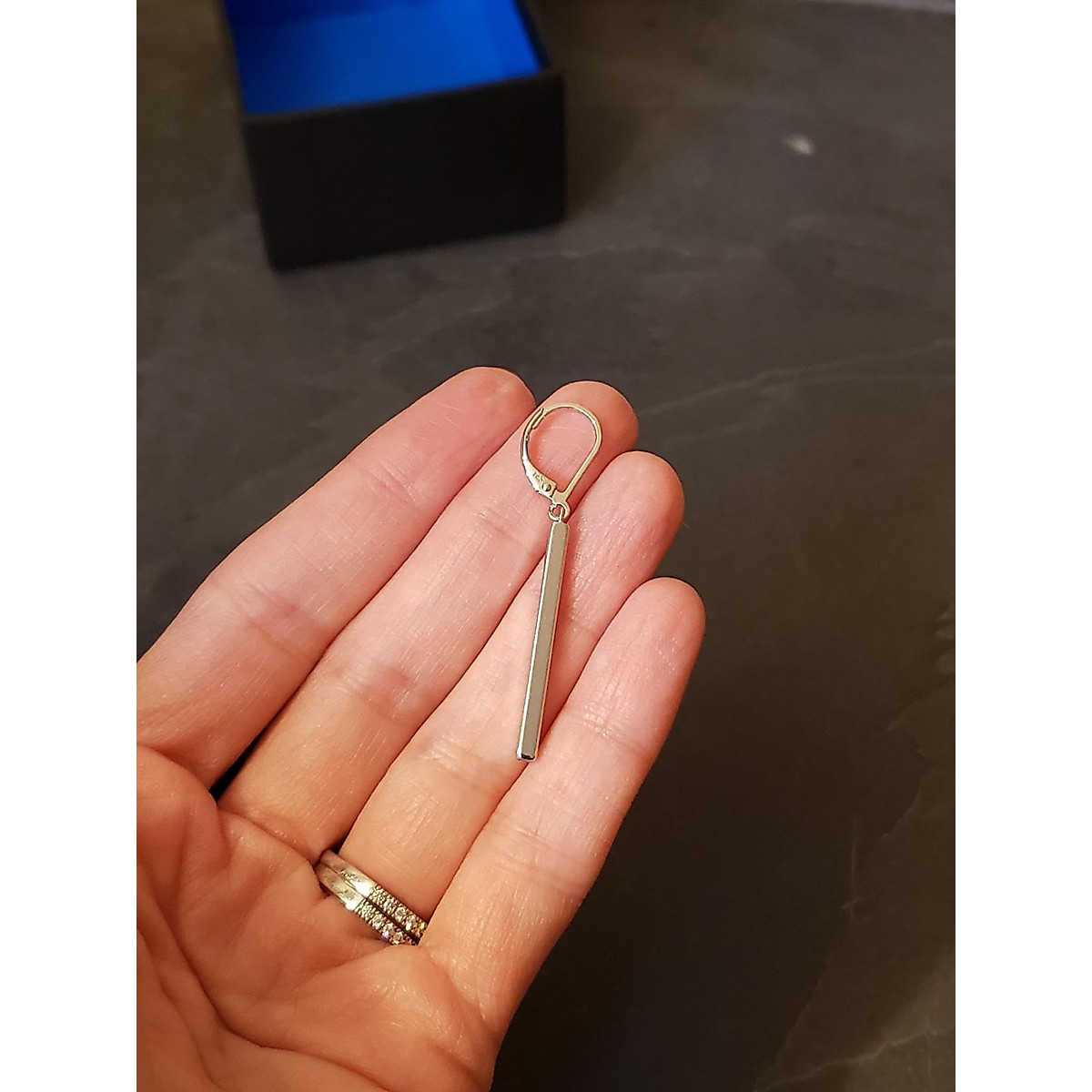 Charmsy 925 Sterling Silver Jewelry Lightweight Vertical Bar Leverback Drop Dangle Earrings for Women 53mm