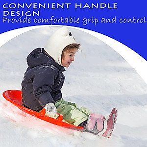 Slippery Racer Heavy-Duty Cold Resistant Downhill Pro Plastic Outdoor Winter Saucer Disc Snow Sled with Handles, Red