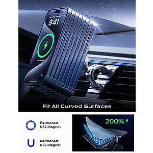 LISEN for 15W MagSafe Car Mount Charger,Universal iPhone Magnetic Wireless Car Charger,MagSafe Charging Mount Wireless for iPhone 16 Pro Max Accessories Fits iPhone 16 15 14 13 12,Matte Blue