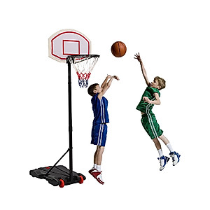 Basketball Hoop 5.8ft-7ft Height Adjustbale Basketball Stand with 2 Wheels Portable Basketball System Basketball Equipment for Indoor Outdoor
