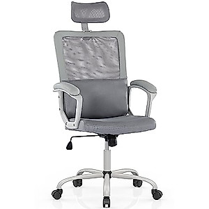 Office Chair, Ergonomic Mesh Home Office Computer Chair with Lumbar Support/Adjustable Headrest/Armrest and Wheels/Mesh High Back/Swivel Rolling
