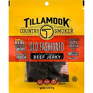 Tillamook Country Smoker Real Hardwood Smoked Beef Jerky, Old Fashioned, 2.5 Ounce
