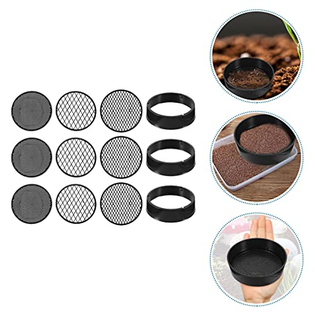 YARNOW 3 Sets Soil Sieve Set Mesh Sifting Pan Soil Sand Sieve Fine Mesh Strainer Gardening Tool Riddle Soil Sifter for Sand Rock Compost