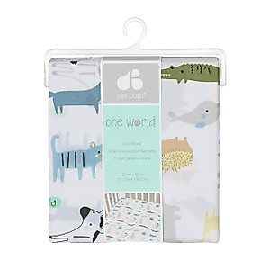 Just Born One World Collection Fitted Crib Sheet - Hello World