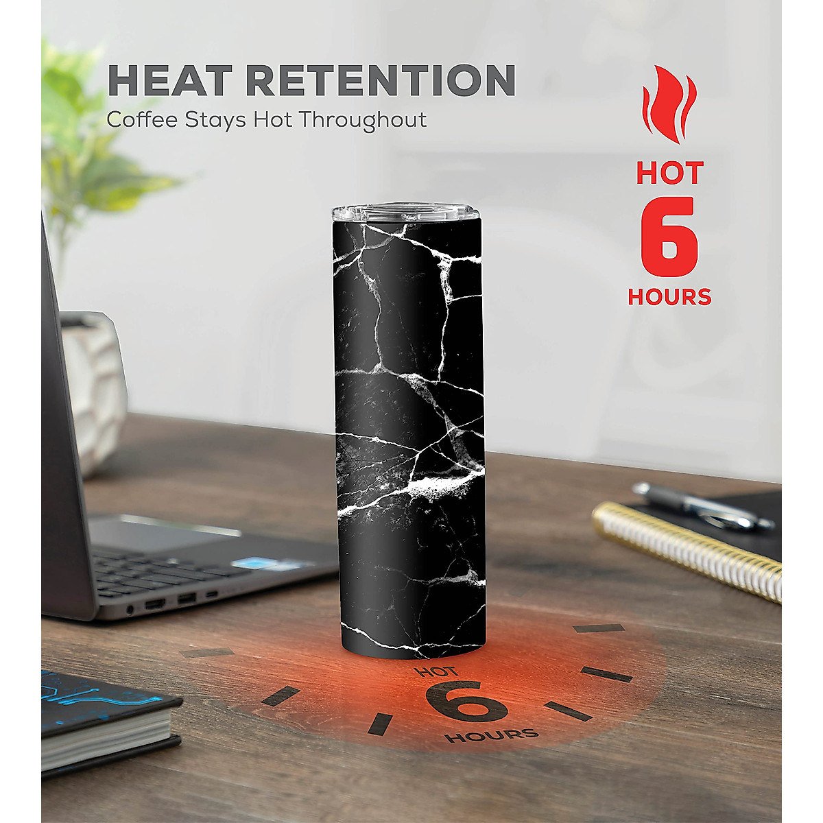 Insulated Skinny Stainless Steel Tumbler Set - 4-Pack 20oz Coffee Tumbler with Straw - Travel Coffee Mug With PBA Free Lids - Slim Vacuum Insulated Tumblers Keep Hot and Cold - Great for Home, Office.