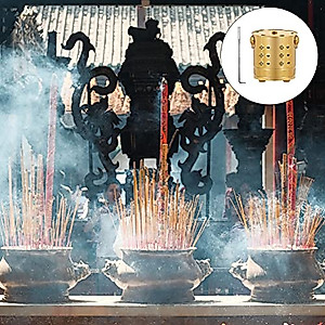 YARNOW 1 Set Metal Incinerator Cage Fire Pit Bucket with Burning Tongs Chinese Fortune Treasure Basin Ash Bucket Joss Paper Bucket with Lid for Yard Garden Golden