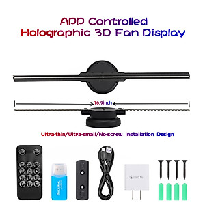 3D Hologram Fan With Android Integrated-19 Inch Holographic 3D Display Advertising Projector with APP Programmable, 1000+ 3D Video Library for Business Store Signs,Bar,Party,Halloween (17-inch)