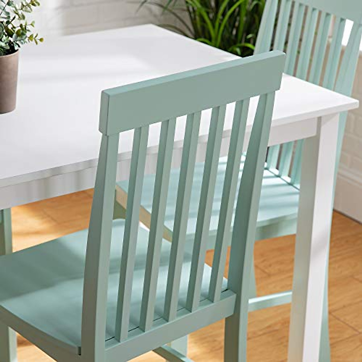 Walker Edison Modern Color Dining Room Table and Chair Set Small Space Living Kitchen, Dining Set, 48 Inch, 4 Person, White and Sage Green