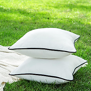 LIGICKY Pack of 2 Outdoor Waterproof Throw Pillow Covers 20x20 inch Decorative Black and White Square Pillows Cushion Case Outside Pillowcase for Patio Couch Tent Sunbrella