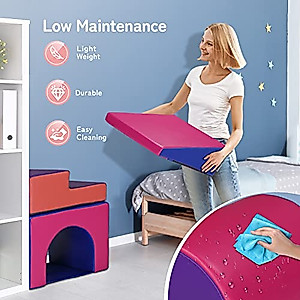 JOYMOR Indoor Soft Foam Climber Play Sets, Beginner Toddler Climber with Slide, Stairs and Ramp, Indoor Climbing Toys for Toddlers, Kids and Children