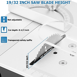 MXBAOHENG Mini Table Saw S2 Portable Precision Table Saws for Crafts, 1/2" Cut Depth, w/ 4 Blades, 96W Adjustable Speed Power Supply, for Wood Metal Plastic Cutting