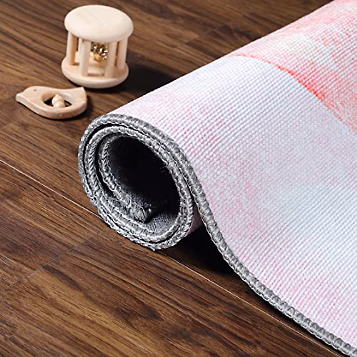 SUPERIOR Kids Indoor Area Rug, Elephant Design, Cute Rugs for Bedroom, Nursery, Playroom, Living Room, Entryway, Unique Accent, Soft Cotton Backed Rugs, Nursery Collection, 5'7" x 8'9", Soft Pink