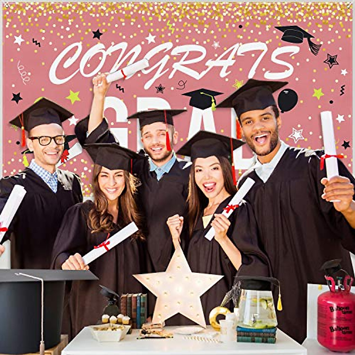Graduation Banner - Rose Gold Congrats Grad Banner- Extra Large 70" X 40" Graduation Backdrop - Graduation Party Supplies 2023 - Graduation Decorations - 2023 Grad Party Outdoor Indoor Hanging Decor